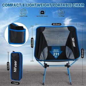 Nirvaer Camping Chairs, Ultralight Folding Camping Chairs, Compact Backpacking Portable Chair, for Hiking, Beach, Fishing, Outdoor Camp, Travel (Blue)