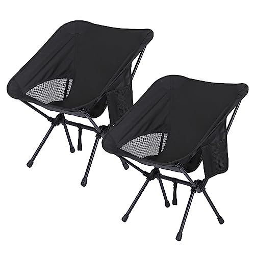 LIANTRAL Camping Chair, 2-Pack Collapsible Folding Camp Chairs with Carrying Bag Small Portable Outdoor Chair for Camping Hiking Backpacking