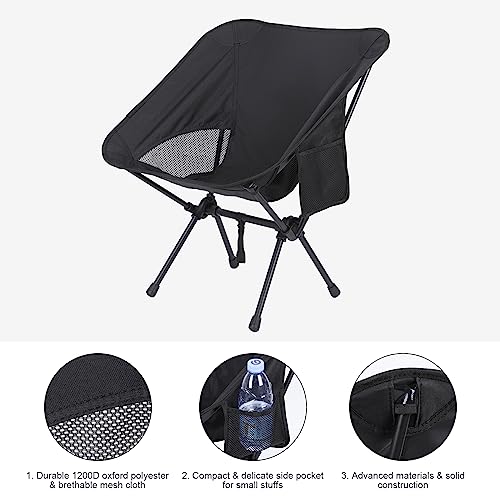 LIANTRAL Camping Chair, 2-Pack Collapsible Folding Camp Chairs with Carrying Bag Small Portable Outdoor Chair for Camping Hiking Backpacking