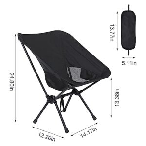 LIANTRAL Camping Chair, 2-Pack Collapsible Folding Camp Chairs with Carrying Bag Small Portable Outdoor Chair for Camping Hiking Backpacking