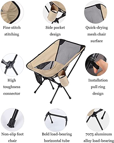 Camping Chair Folding Chairs Lawn Chairs Outdoor Aluminum Alloy Folding Chair Portable Beach Ultralight Fishing Stool Lightweight Compact Camping Backpack Chairs Folding Chair Camp Chair Moon Chair