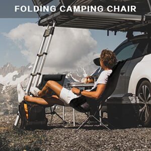 Lyweem Folding Camping Chair for Adults Lightweight Beach and Picnic Chair - Portable High-Backrest and Aircraft-Grade Aluminum with Side Pocket - Perfect for Outdoor Activities 330LBS Support, Black