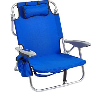 canpsky portable beach chair for adults, 4 position backpack folding camping chairs for outdoor, beach chairs with backpack straps,blue…