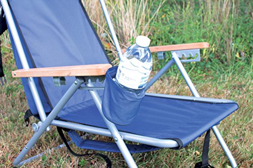 Rio Beach Original Outdoor Steel Folding Backpack Chair, Navy Blue & Rio Beach 4-Position Backpack Lace-Up Suspension Folding Beach Chair,Aluminum, Multi Stripe