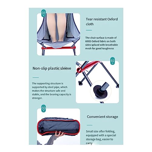 Hudefy 1 PCS Outdoor Thickened Aluminum Alloy Fold Chair Ultra-Light Camping Portable Chair Camp Chair Tool