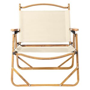 udeuxff beach chair,aluminum frame folding camping chair,sports chair,portable backpack foldable camping chair with wooden armrests for camping lawn travel festival,loading 100kg (khaki, medium)