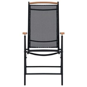 Folding Patio Chairs 2 pcs,Outdoor Dining Chairs,Camping Chair, Garden Chair,Assembly Required,Can be Used for Deck, Apartment Balcony, poolside, Camping, Fishing, Aluminum and Textilene Black