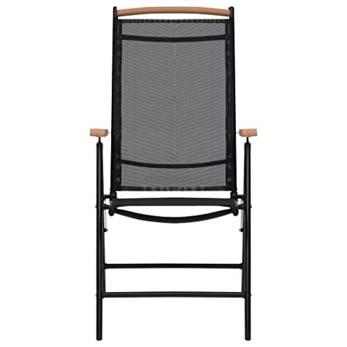 Folding Patio Chairs 2 pcs,Outdoor Dining Chairs,Camping Chair, Garden Chair,Assembly Required,Can be Used for Deck, Apartment Balcony, poolside, Camping, Fishing, Aluminum and Textilene Black