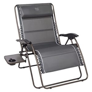 TIMBER RIDGE Oversized Recliner Zero Gravity Chair, Blue-1 Pack & Full Padded Patio Lounger with Side Table 33”Wide Reclining Lawn Chair, Support 500lbs, Gray