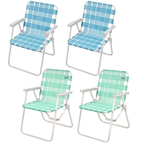 #WEJOY 2 Pack Folding Webbed Lawn Beach Chair,Heavy Duty Portable Chairs for Outside with Hard Arm,Carry Strap for Outdoor Camping Garden Concert Festival Sand Picnic BBQ