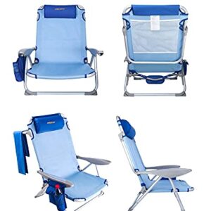 #WEJOY Aluminum Lightweight 4-Position Adjustable Low Seat Folding Beach Chair with Shoulder Strap Cup Holder+Folding Webbed Lawn Beach Chair,High Back Seat Backpack Portable Lightweight Chairs for Ad