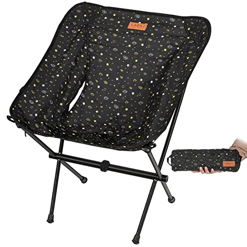 G2 GO2GETHER Star-Moon Printing Lightweight Camping Folding Chair for Adult, 600D Oxford Fabric, Durable Aluminum Alloy Frame, Easy to Storage and Carry, Suit for Camping, Hiking, Go to Beach (Black)