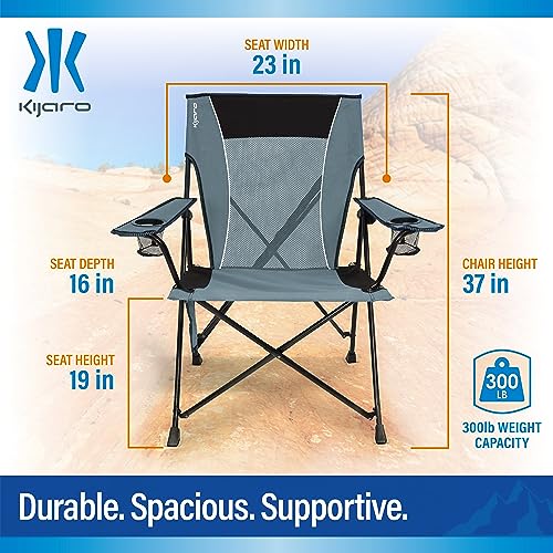 Kijaro Dual Lock Portable Camping Chairs - Enjoy the Outdoors with a Versatile Folding Chair, Sports Chair, Outdoor Chair & Lawn Chair - Dual Lock Feature Locks Position – Hallet Peak Gray