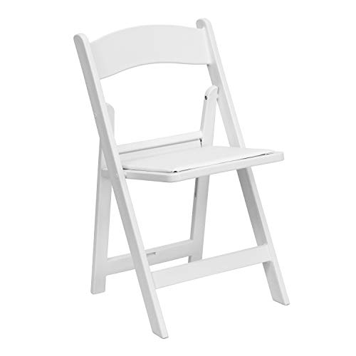 Flash Furniture Hercules™ Series Folding Chair - White Resin - 1000LB Weight Capacity Comfortable Event Chair - Light Weight Folding Chair