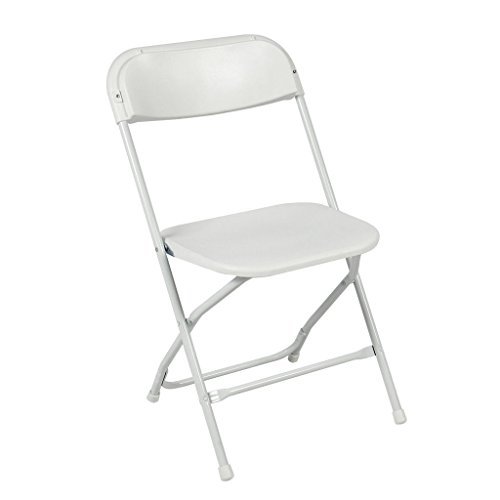 Ontario Furniture: Stackable White Metal Folding Chair, 800-Pound Weight Capacity, Premium Steel Frame with Plastic Seat and Back