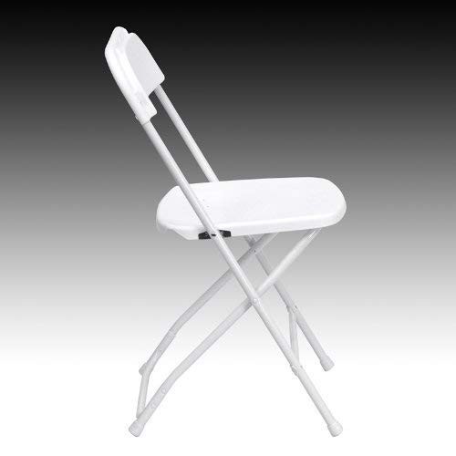 Ontario Furniture: Stackable White Metal Folding Chair, 800-Pound Weight Capacity, Premium Steel Frame with Plastic Seat and Back