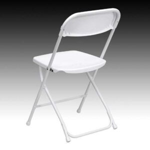 Ontario Furniture: Stackable White Metal Folding Chair, 800-Pound Weight Capacity, Premium Steel Frame with Plastic Seat and Back