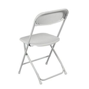 Ontario Furniture: Stackable White Metal Folding Chair, 800-Pound Weight Capacity, Premium Steel Frame with Plastic Seat and Back