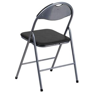 Flash Furniture 4 Pack HERCULES Series Black Vinyl Metal Folding Chair with Carrying Handle