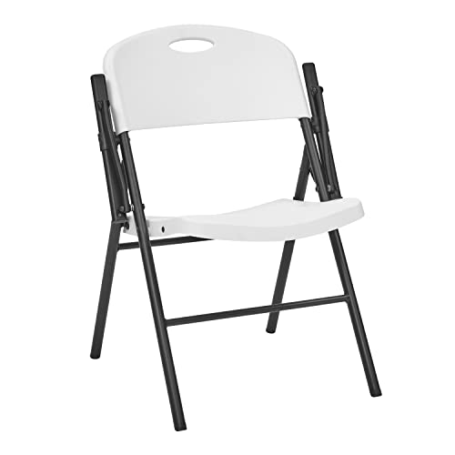 Living and More Plastic Folding Chair with Armrest, Light Weight Folding Chair, 350 Pound Capacity, White, 4pc Pack