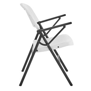 Living and More Plastic Folding Chair with Armrest, Light Weight Folding Chair, 350 Pound Capacity, White, 4pc Pack