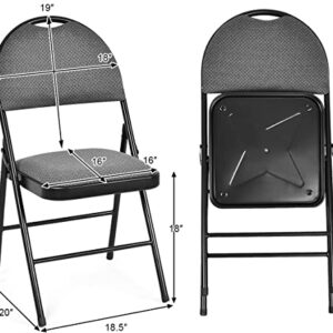 Giantex 2-Pcs Folding Chairs Set - Backrest Chair W/Handle Hole, Upholstered Seat, Fabric Cover, Non-Slip Feet Pads, Commercial Guest Chairs, Foldable Waiting Room Chair (Gray, 1 Count (Pack of 2))