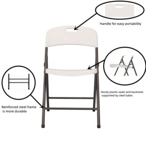 EDEBIBY Folding Plastic Chair with 350-Pound Capacity - 6-Pack, Commercial Grade Folding Chair，White (White, 6-Picks)