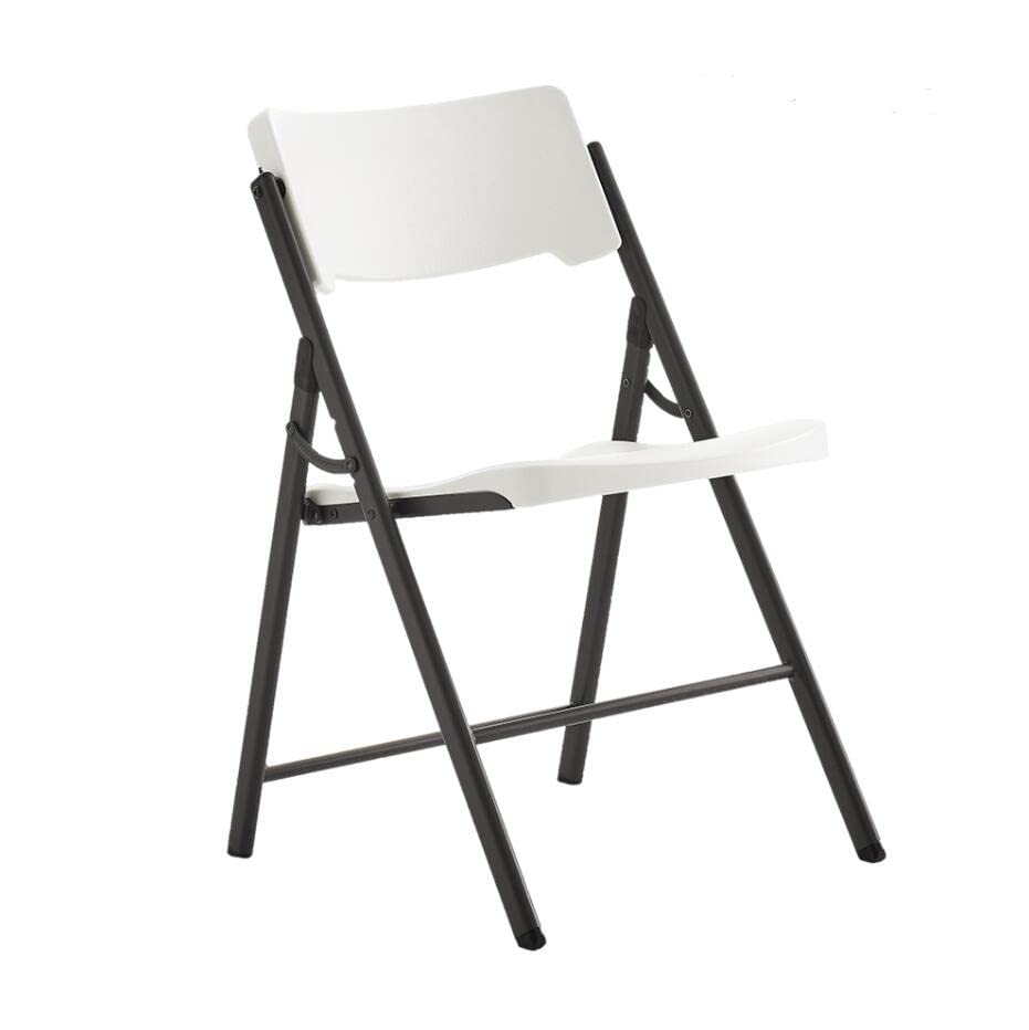 Living and More Commercial Folding Chair, Ergonomic Swiveling Back, Indoor Outdoor Use, 350-Pound Capacity, 1 Pack, White