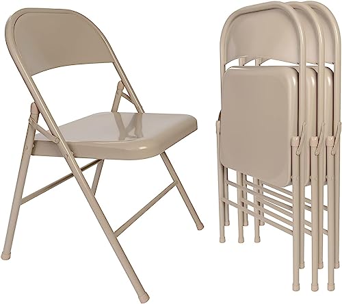 TUBYIC 4 Pack Black Folding Chairs with Wide Seats for Outdoor & Indoor, Portable Stackable Commercial Seat with Steel Frame for Events Office Wedding Party, 250lbs Capacity