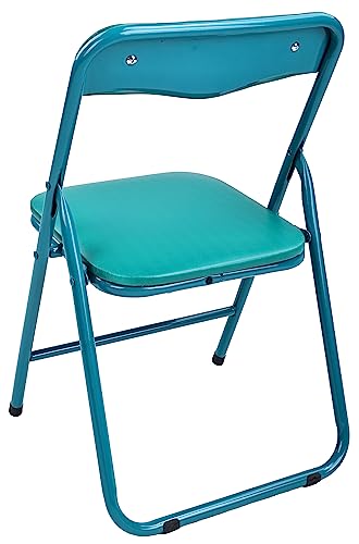 Signature Pack of 2 (Fabric/Vinyl) Steel Frame Metal Foam Padded Folding Chairs for Kids, Green and Red