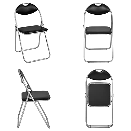 Giantex 6-Pack Folding Chairs Set - Waiting Room Chairs with Padded Seats and Carrying Handle for Desks Home Office Steel Guest Reception Party Poker Stackable Conference Chairs (1 Count (Pack of 6))