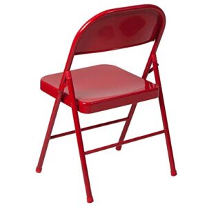 Flash Furniture 2 Pack HERCULES Series Double Braced Red Metal Folding Chair