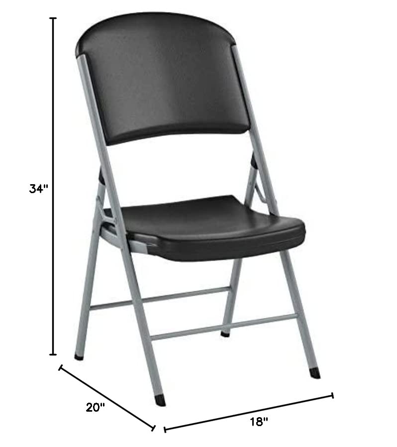 LIFETIME Commercial Grade Folding Chairs, 4 Pack,Plastic, Black/Silver