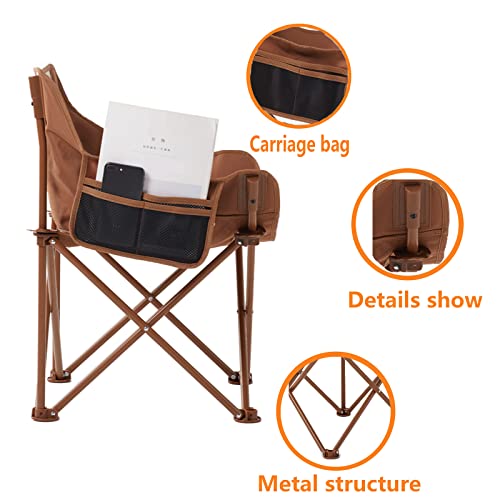 TOSAMC Folding Chairs Heavy Duty Support 350 lbs Moon Chair with Carry Bag Brown