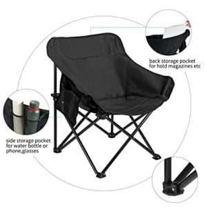 Camping Chairs Lawn Chairs Portable Chair Support 265lbs,Foldable Chair Sets up in 4 Seconds, Backpacking Chair with Carring Bags, Black 2 Pcs