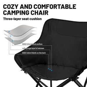 Camping Chairs Lawn Chairs Portable Chair Support 265lbs,Foldable Chair Sets up in 4 Seconds, Backpacking Chair with Carring Bags, Black 2 Pcs