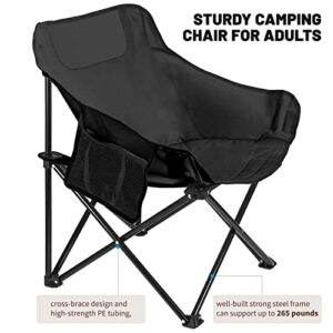 Camping Chairs Lawn Chairs Portable Chair Support 265lbs,Foldable Chair Sets up in 4 Seconds, Backpacking Chair with Carring Bags, Black 2 Pcs