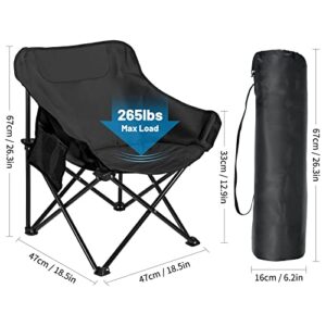 Camping Chairs Lawn Chairs Portable Chair Support 265lbs,Foldable Chair Sets up in 4 Seconds, Backpacking Chair with Carring Bags, Black 2 Pcs