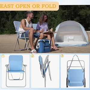 #WEJOY Portable Beach Chair Lightweight Foldable Camping Chair High Back Folding Chairs Outdoor Chairs with Shoulder Strap for Camping Hiking Picnic Fishing Support up to 300lbs, Lightblue 1 PC