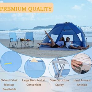 #WEJOY Portable Beach Chair Lightweight Foldable Camping Chair High Back Folding Chairs Outdoor Chairs with Shoulder Strap for Camping Hiking Picnic Fishing Support up to 300lbs, Lightblue 1 PC