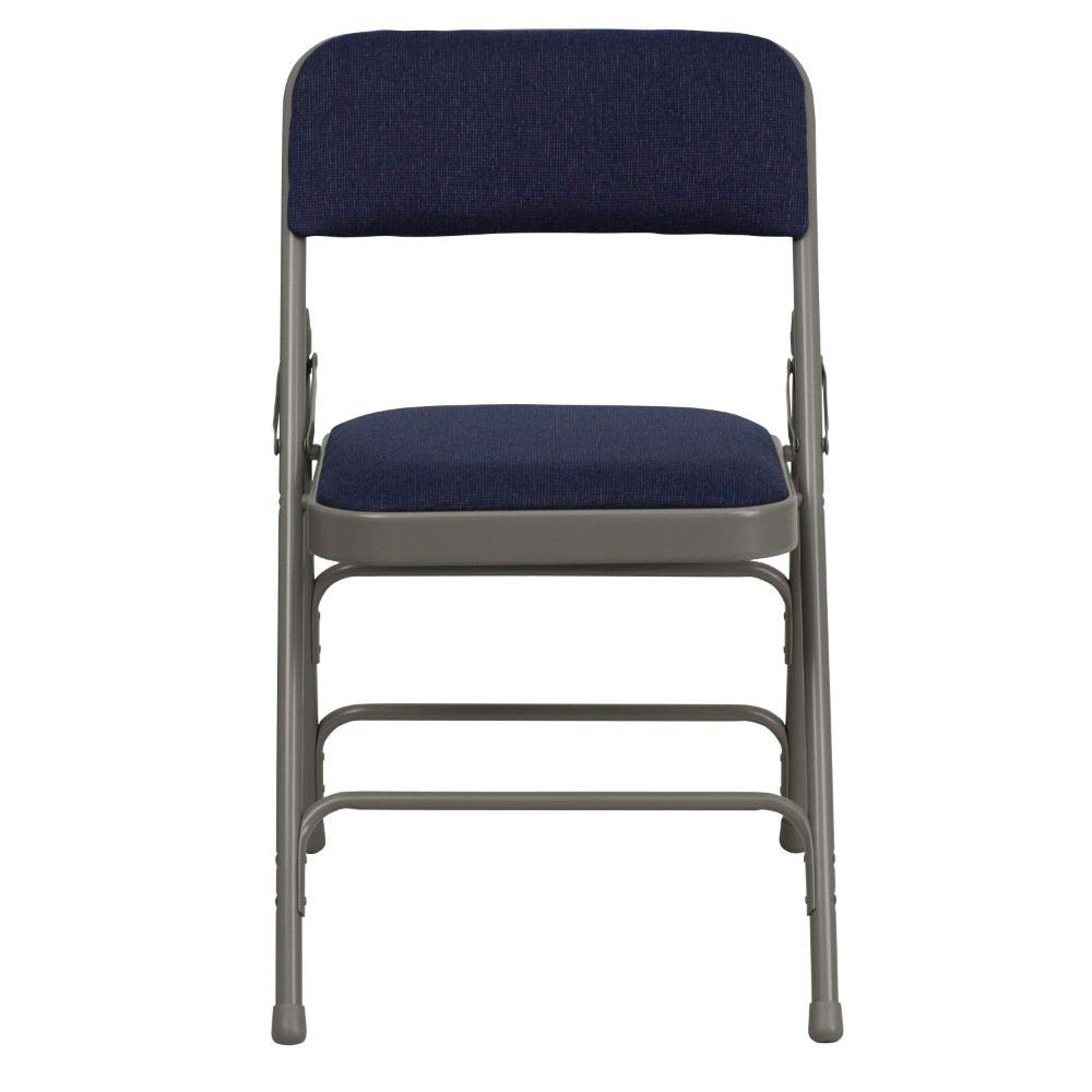 Flash Furniture Sheldon 4 Pack HERCULES Series Curved Triple Braced & Double Hinged Navy Fabric Metal Folding Chair