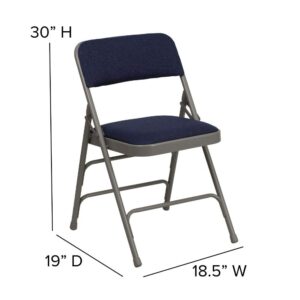 Flash Furniture Sheldon 4 Pack HERCULES Series Curved Triple Braced & Double Hinged Navy Fabric Metal Folding Chair