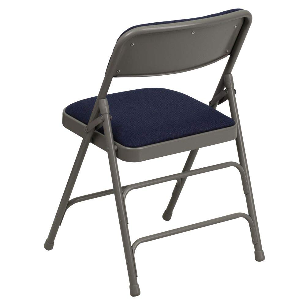 Flash Furniture Sheldon 4 Pack HERCULES Series Curved Triple Braced & Double Hinged Navy Fabric Metal Folding Chair