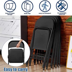 GIVIMO Folding Chairs with Padded Seats 6 Pack Black Metal Padded Folding Chair with Steel Frame for Events Office Wedding Party - 330 lb Capacity