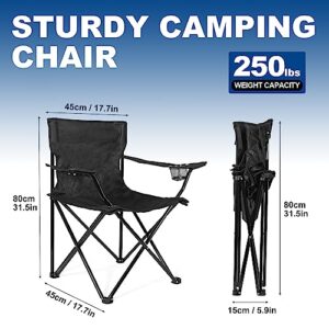 WEIDIORME 2 Pack Camping Chairs - Lightweight and Supportive Chairs for Teens and Lightweight Individuals - Compact, Durable, and Portable - Ideal for Camping, Hiking, Beach, and Picnics - Carry Bag