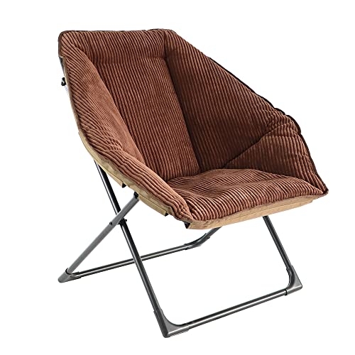 Amazon Basics Hexagon Shaped Chair with Foldable Metal Frame, Brown, 33.5"D x 31.5"W x 34.3"H