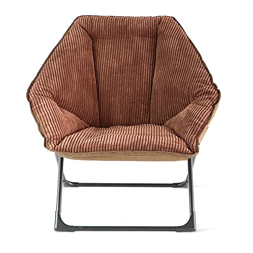 Amazon Basics Hexagon Shaped Chair with Foldable Metal Frame, Brown, 33.5"D x 31.5"W x 34.3"H