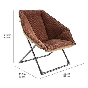 Amazon Basics Hexagon Shaped Chair with Foldable Metal Frame, Brown, 33.5"D x 31.5"W x 34.3"H