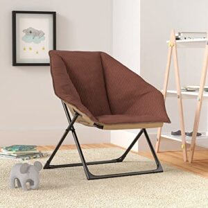 Amazon Basics Hexagon Shaped Chair with Foldable Metal Frame, Brown, 33.5"D x 31.5"W x 34.3"H