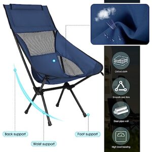 Restland Portable Folding Camping Chairs, Lightweight Collapsible Camping Chairs for Adults, Comfortable High Back Chairs for Outdoor Hiking, Backpacking, Fishing or Picnic